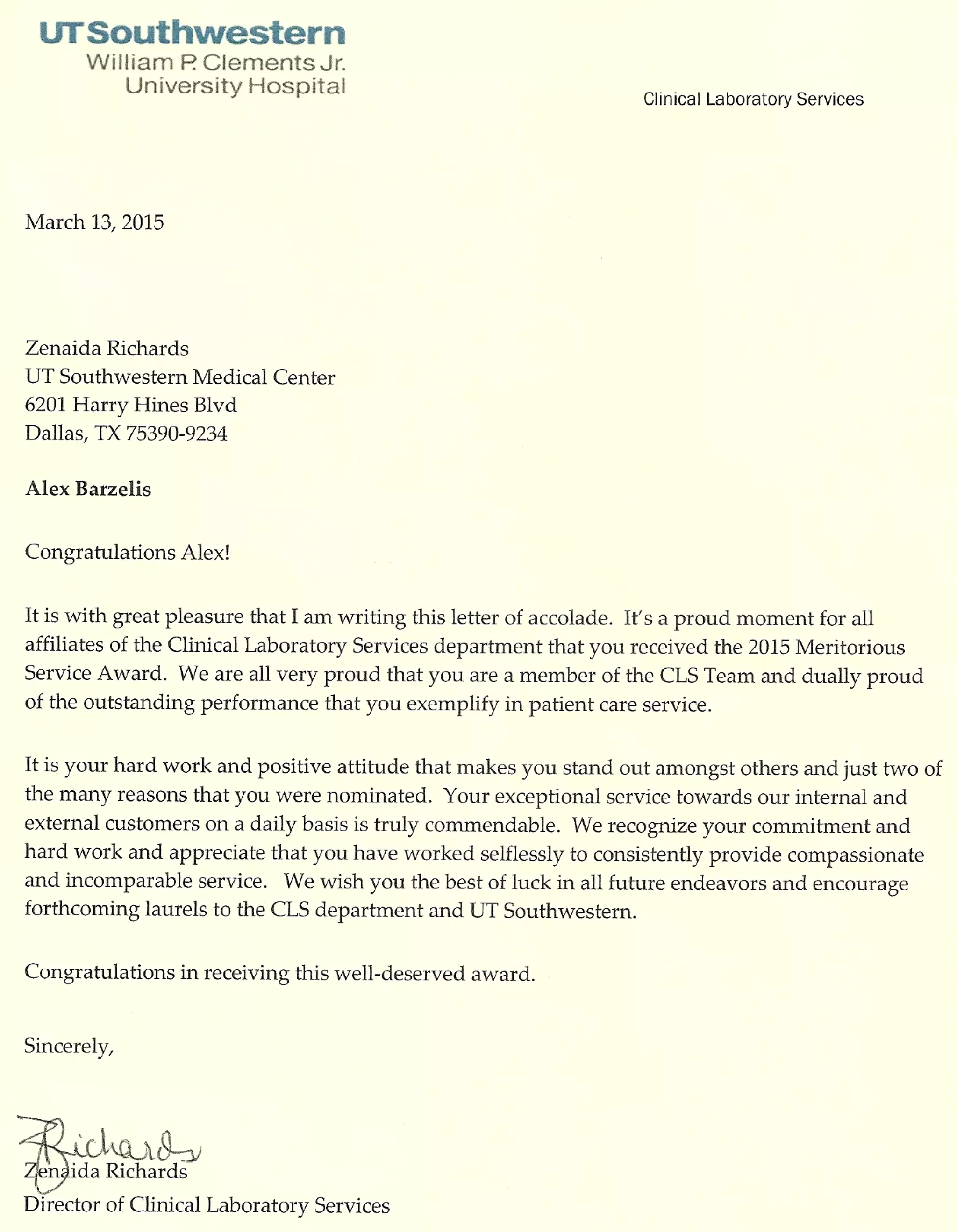 Meritorious Award Letter | PDF | Free Download