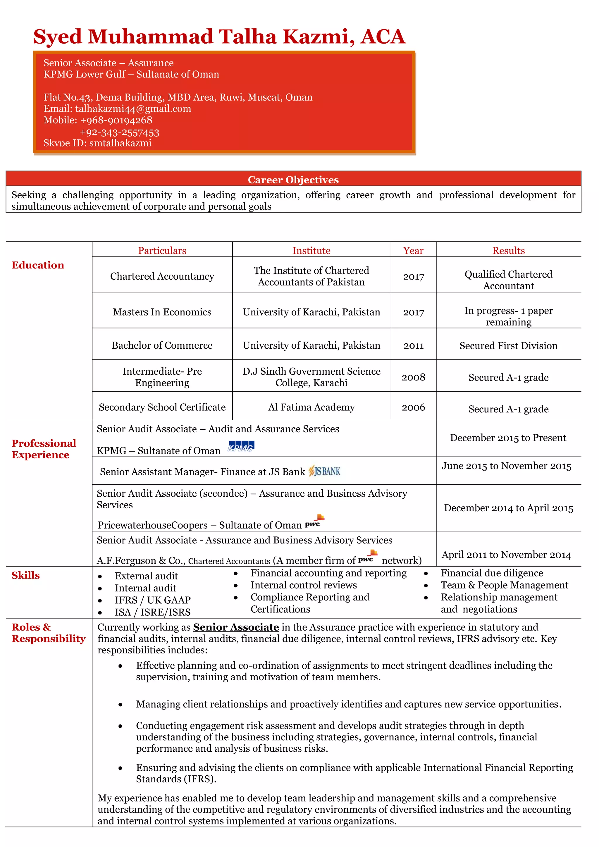 Resume- Syed Muhammad Talha Kazmi | PDF Resume- Syed Muhammad Talha Kazmi | PDF