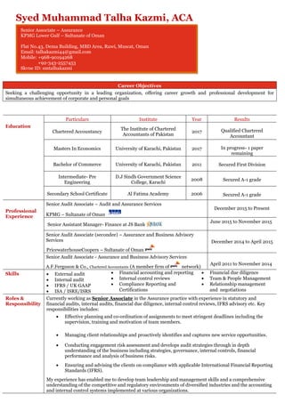 Resume- Syed Muhammad Talha Kazmi | PDF | Business Accounting & Finance | Business