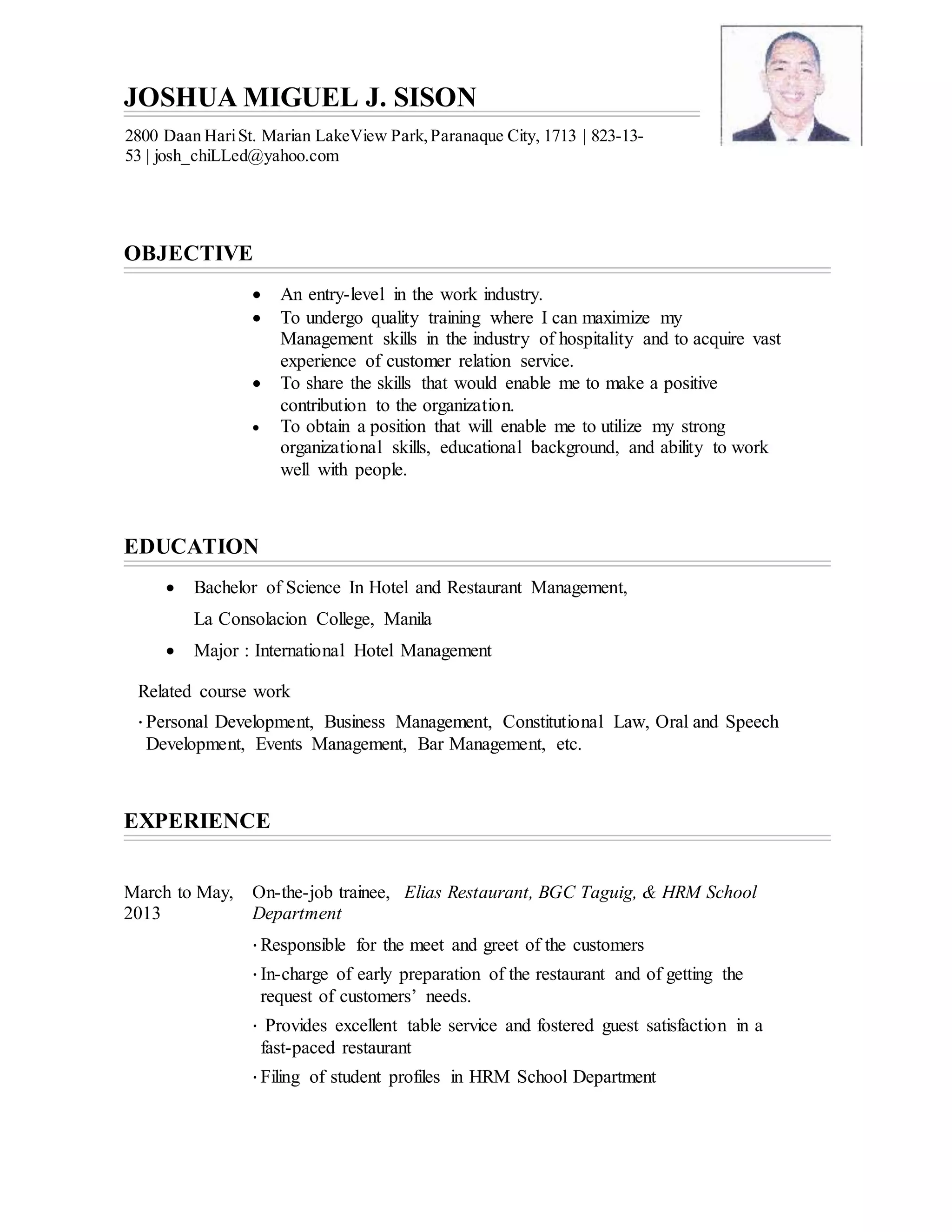 Joshua Sison Resume 2.0 | PDF