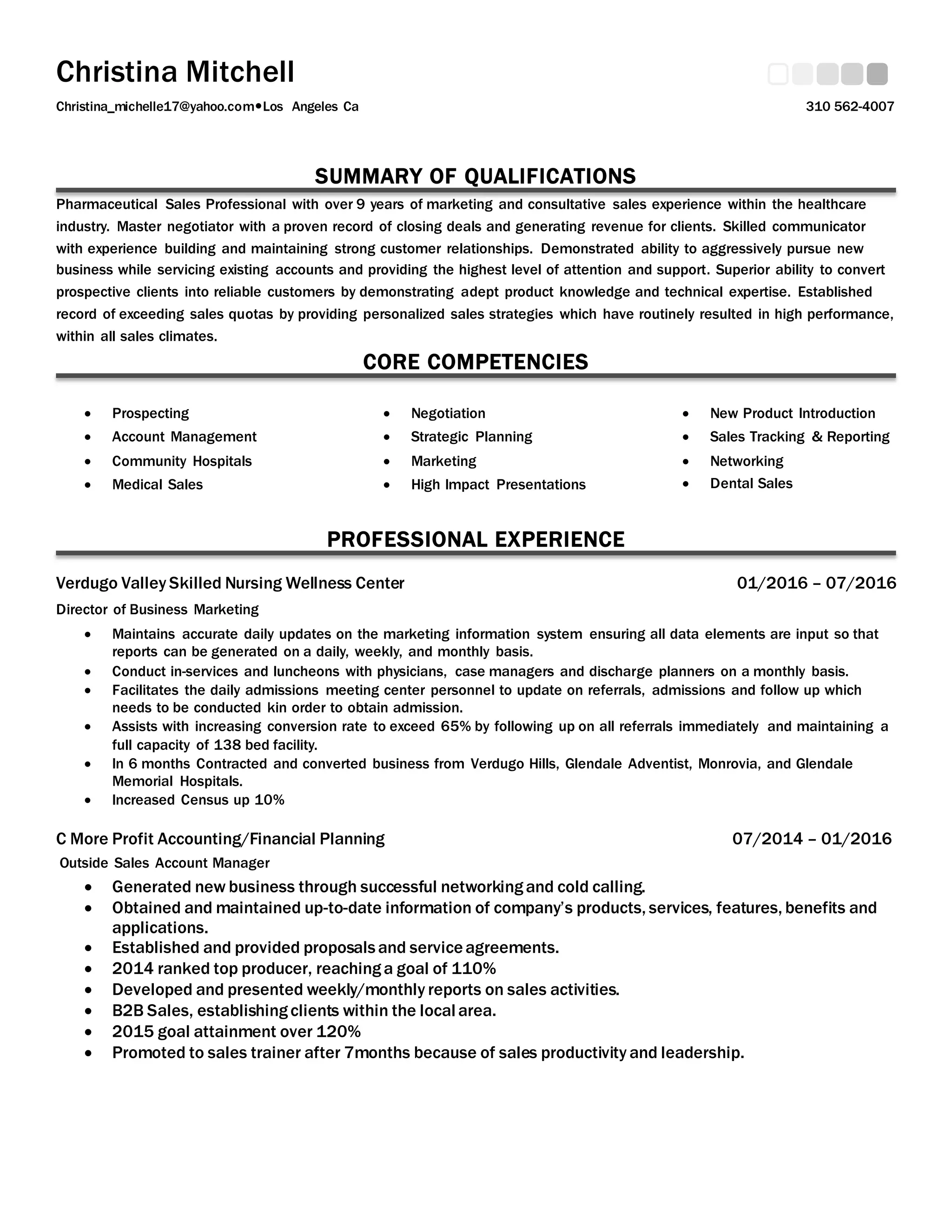 Resume - Christina Mitchell Resume Medical | DOCX