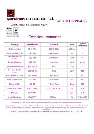 G-Blend 85 Technical Data Sheet | PDF