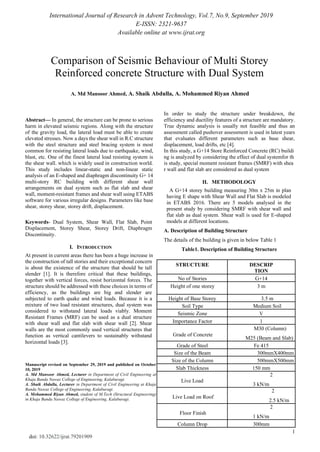 Comparison of Seismic Behaviour of Multi Storey Reinforced concrete ...