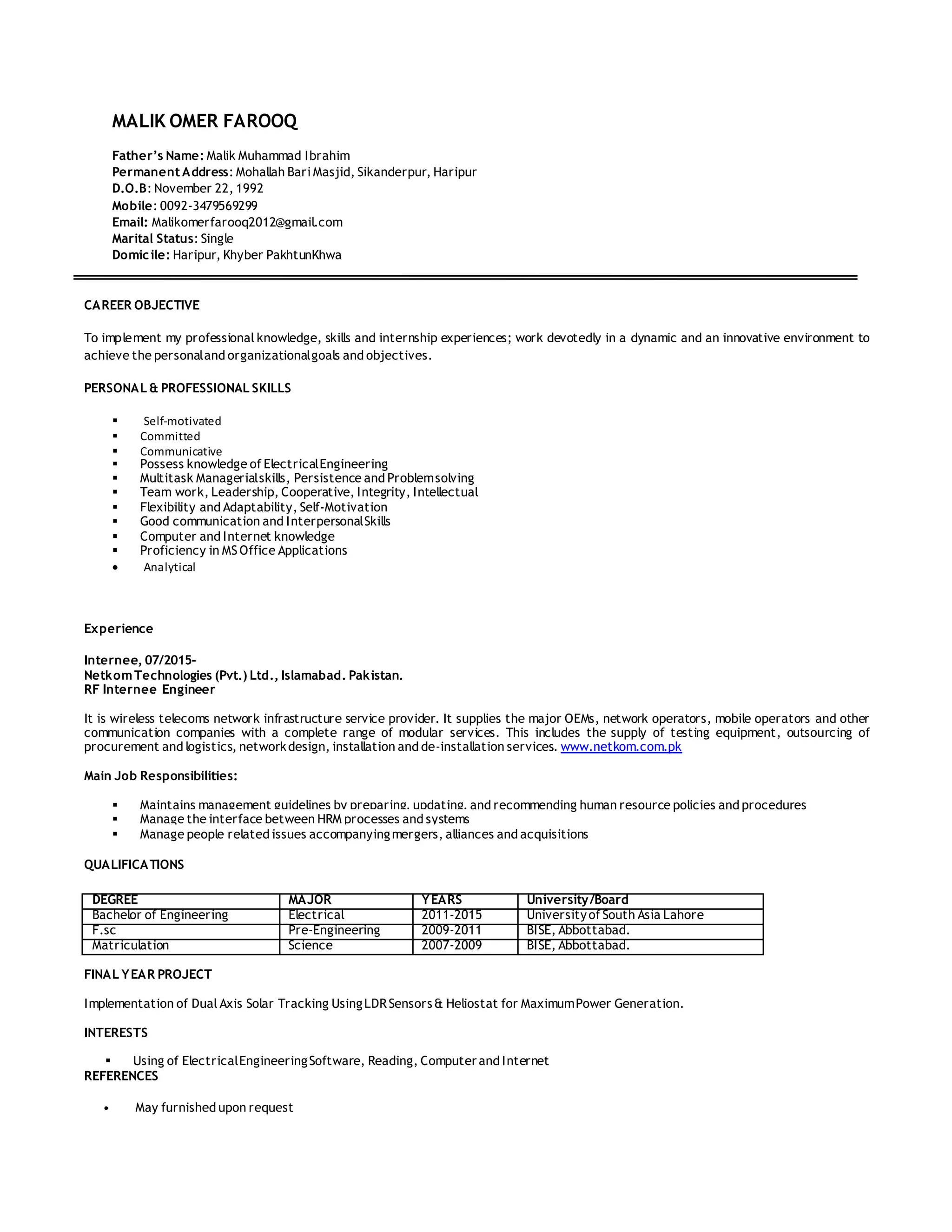 Malik OMer(Resume) (1) | DOCX