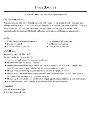 Janis Goraieb 2015 Resume | PDF