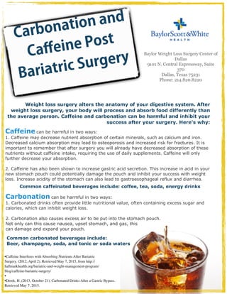 Caffeine and Carbonation Post Bariatric Surgery | PDF