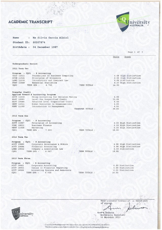 Academic certificates