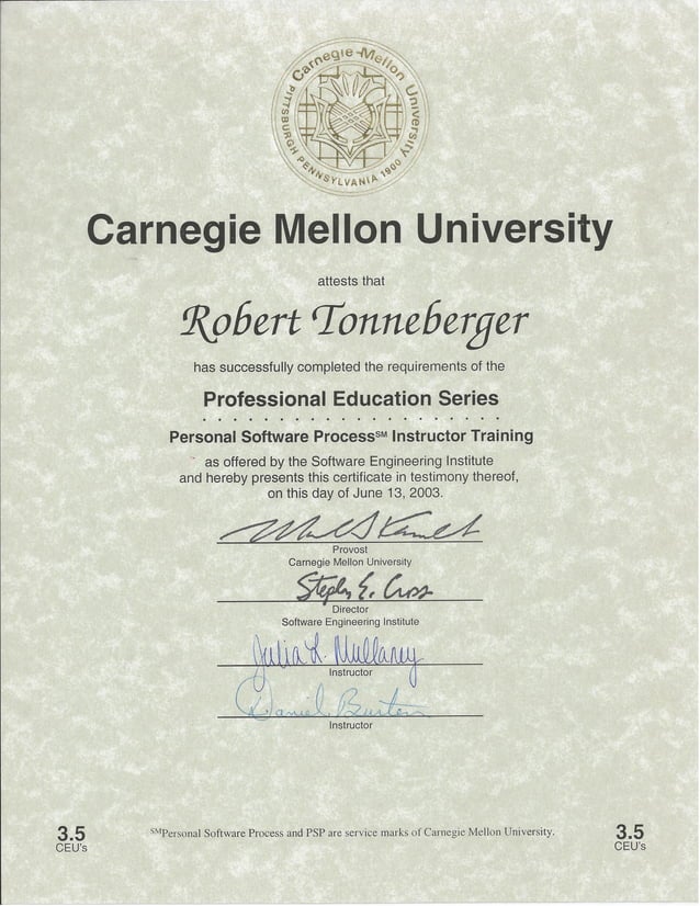 CMU PSP Instructor Certificate | PDF