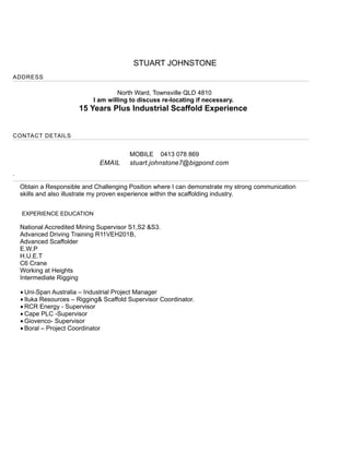 RESUME- STUART JOHNSTONE 2015-4 | PDF