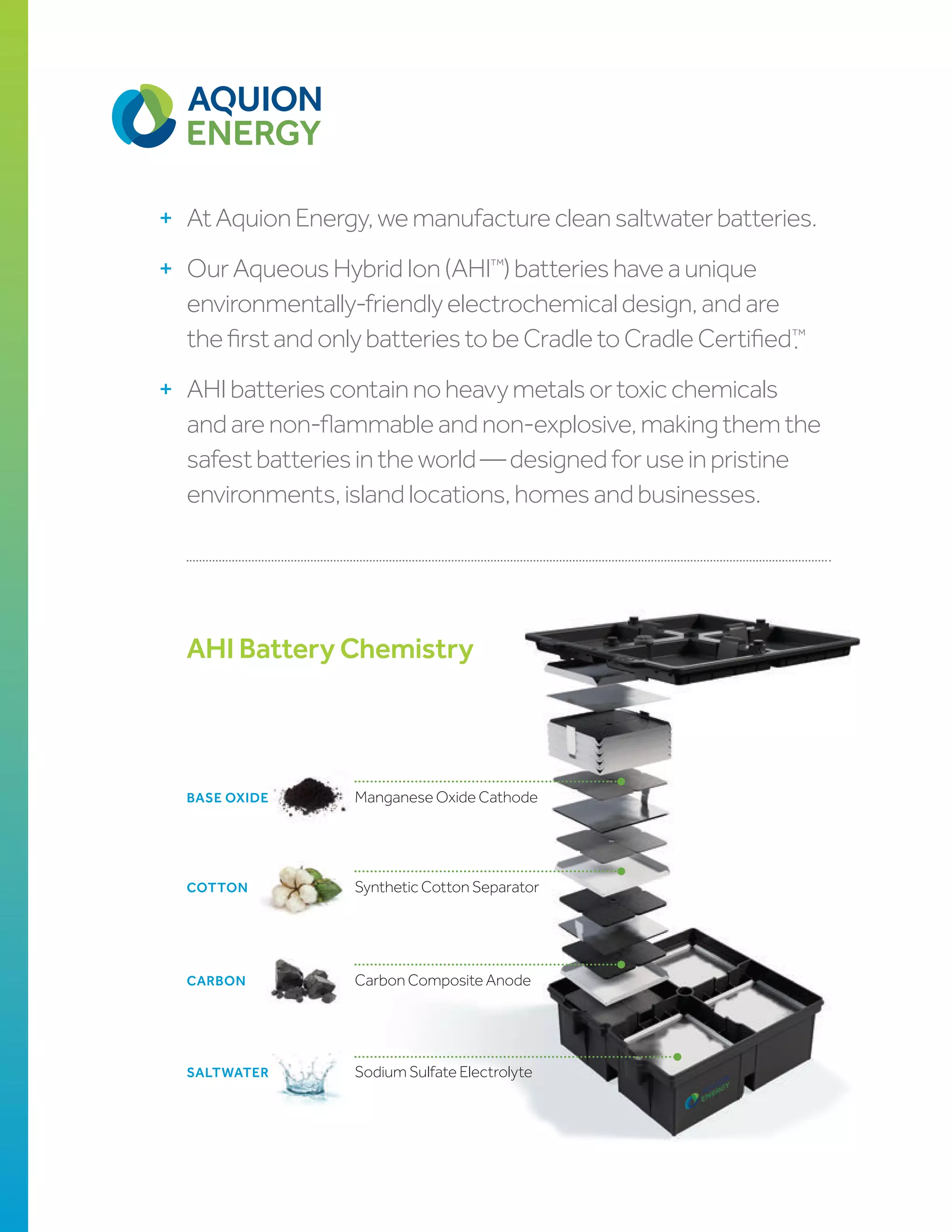 Aquion Energy Brochure 2015 | PDF