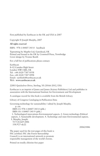 Governing Technology for Sustainability Joseph Murphy | PDF