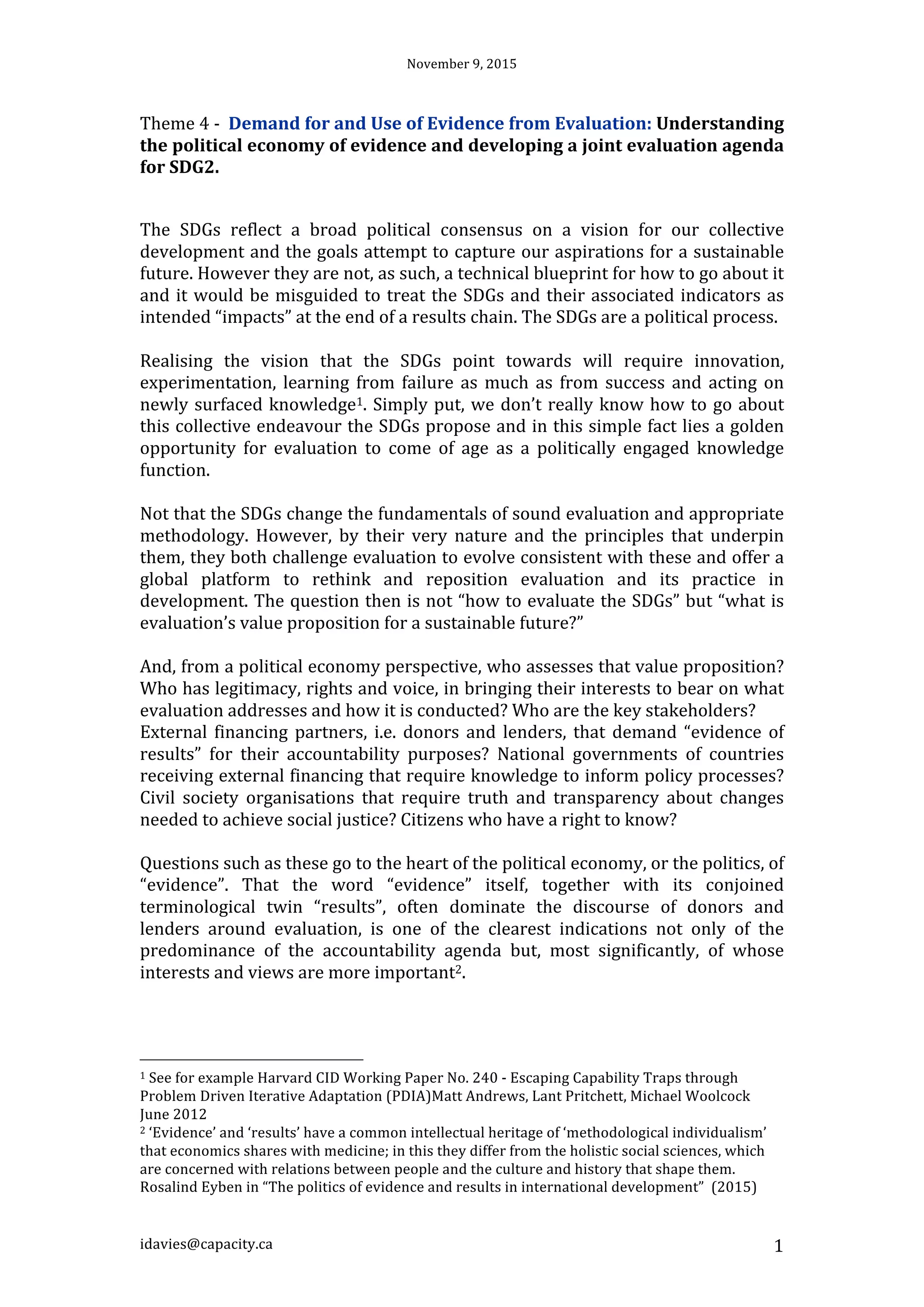 SDGs & Evidence from Evaluation | PDF