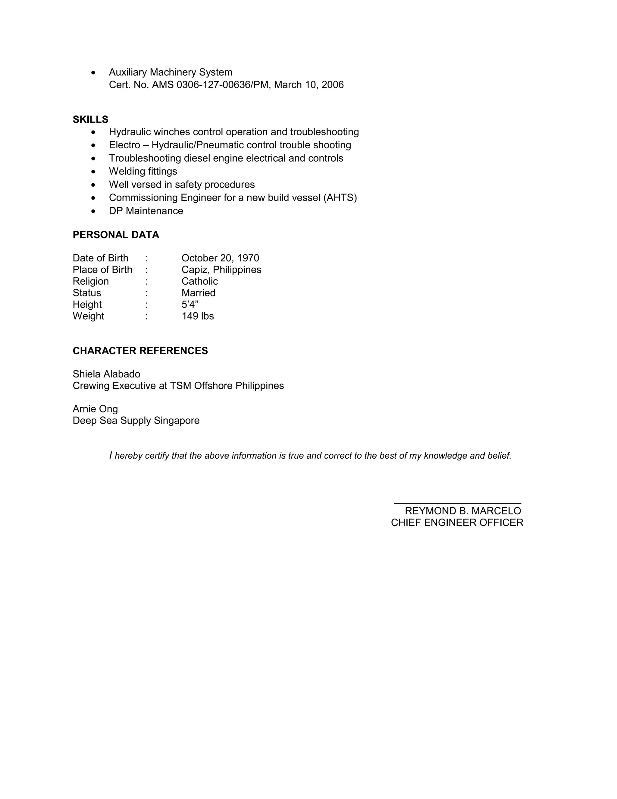 reymond marcelo CV | PDF