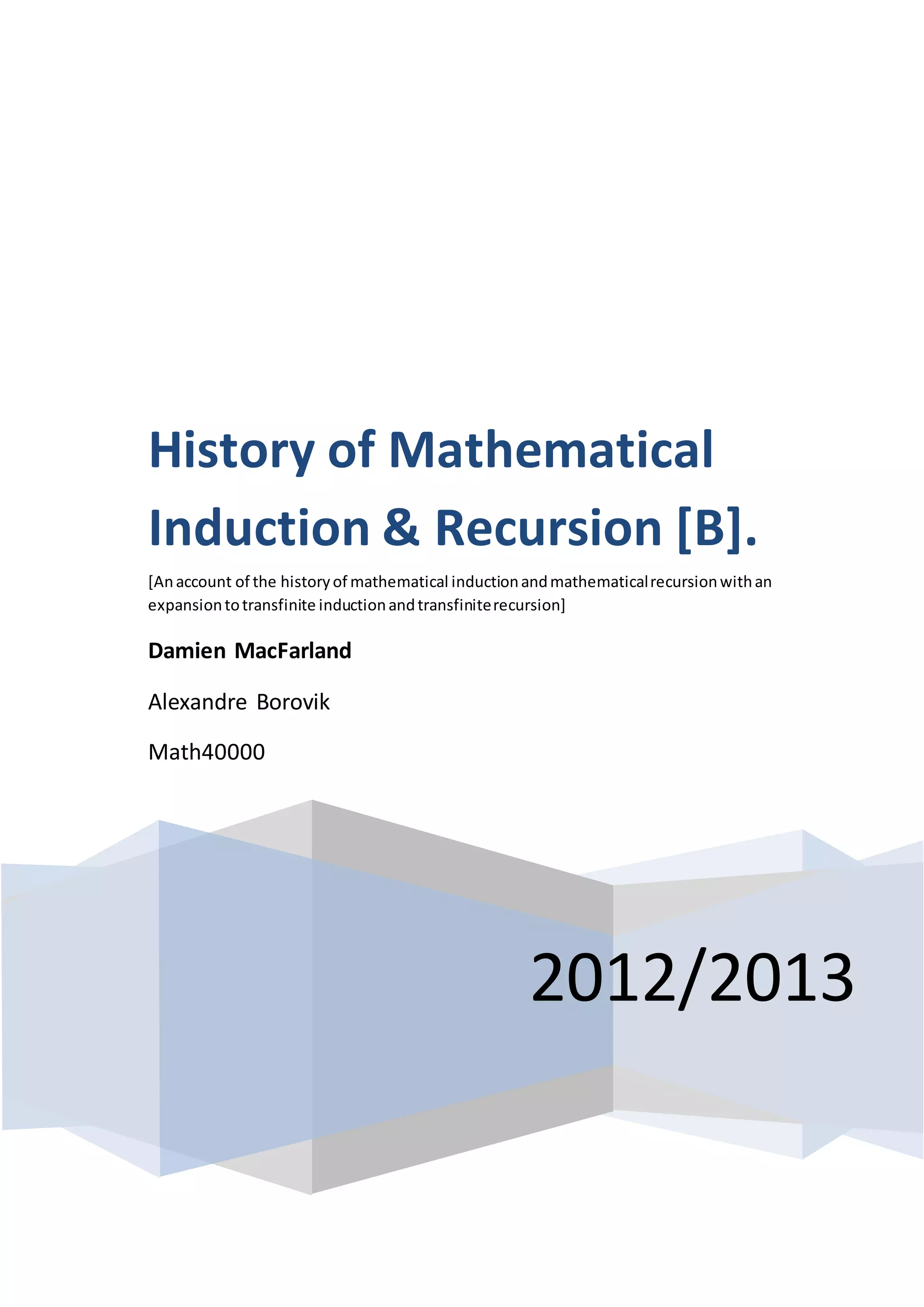 History of Induction and Recursion B | PDF