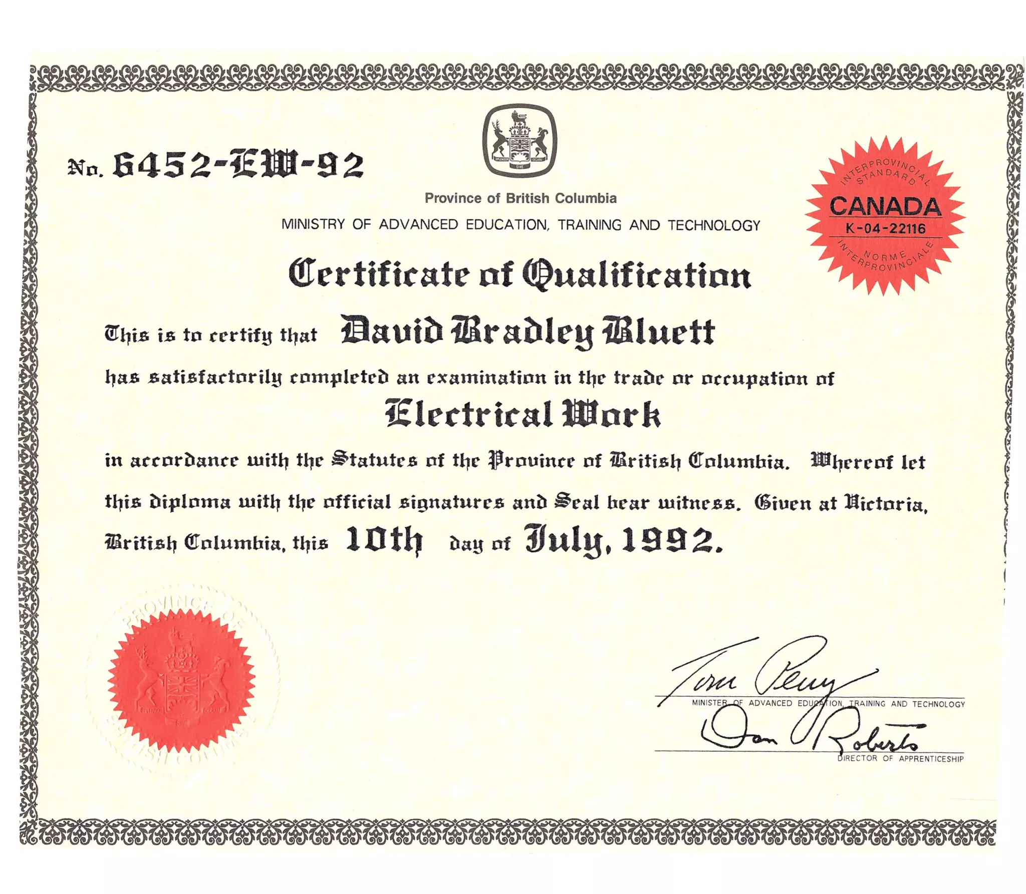 Certificate of Electrical Qualification | PDF