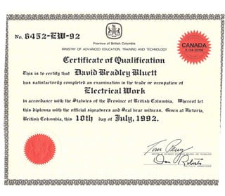 Certificate of Electrical Qualification | PDF