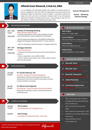 Alfiandi Imam Mawardi CV | PDF