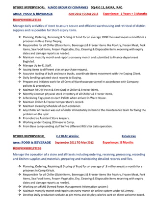 CV - SARFRAZ BIN ZUBAIR - FOR CENTRAL WARE HOUSE | PDF