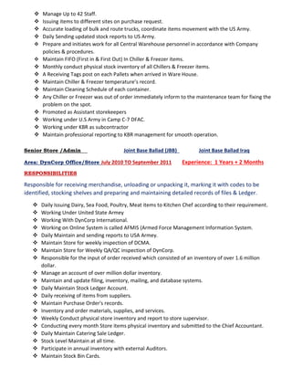 CV - SARFRAZ BIN ZUBAIR - FOR CENTRAL WARE HOUSE | PDF