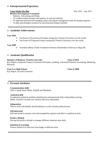 Resume (Tan Ling Loh) | PDF