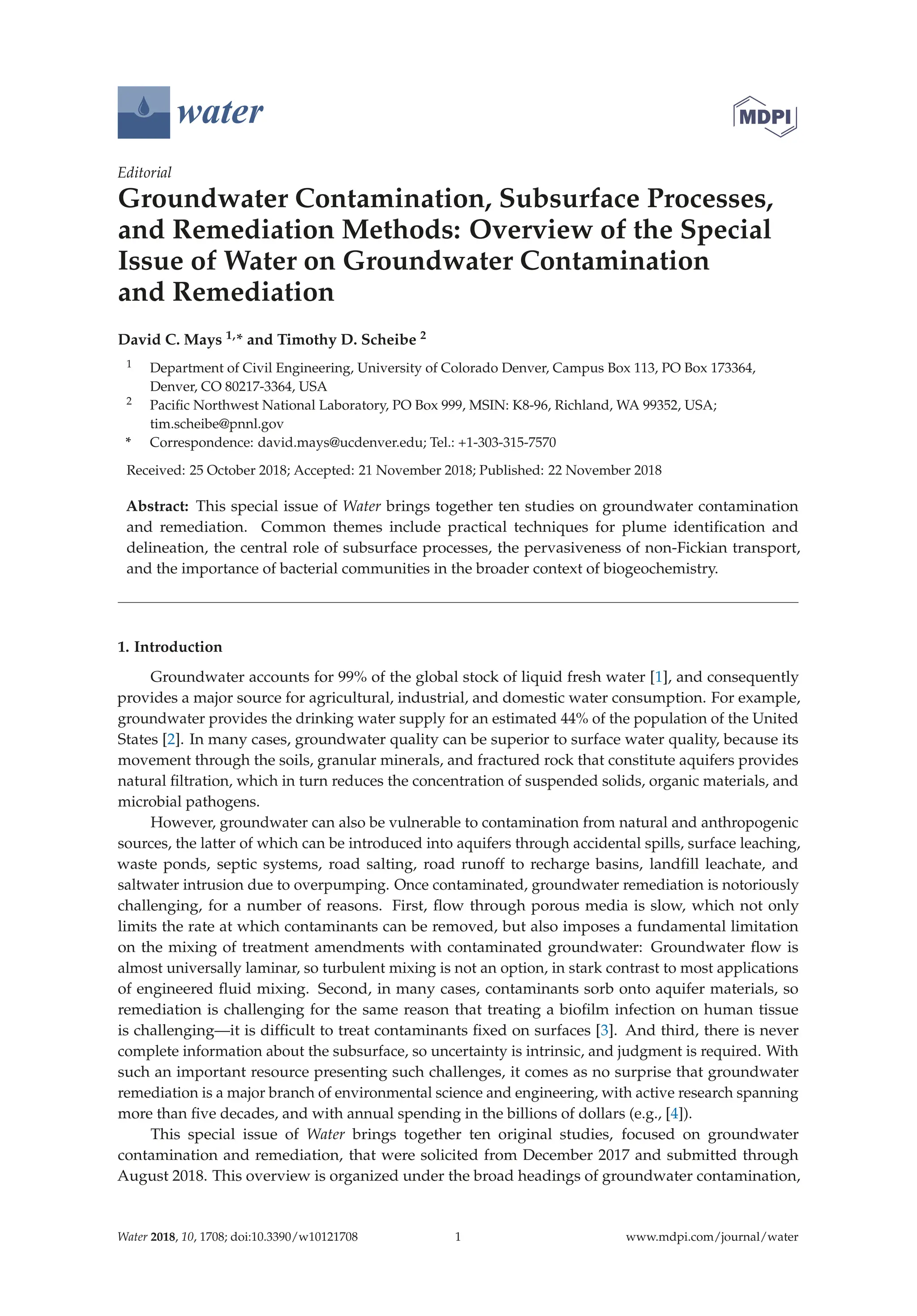 Groundwater Contamination and Remediation 1st Edition Timothy D ...