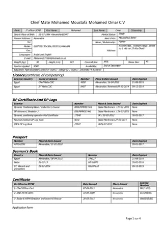 Mohamed Omar CV | DOCX | Scuba Diving | Extreme Sports