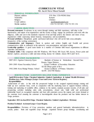 CURRICULUM VITAE-Jacob S.M. Sumaili | PDF
