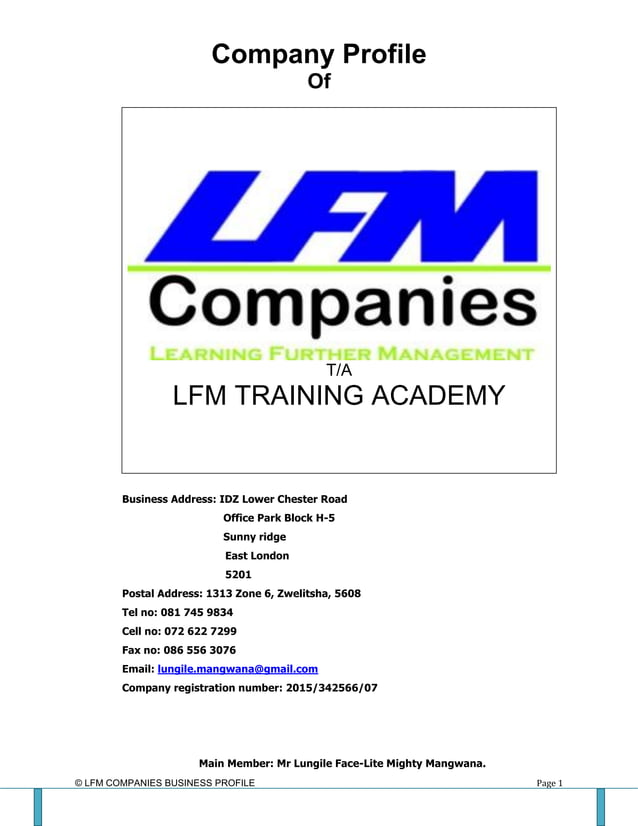 LFM Company Profile 2016_17 | PDF | Business Administration | Business