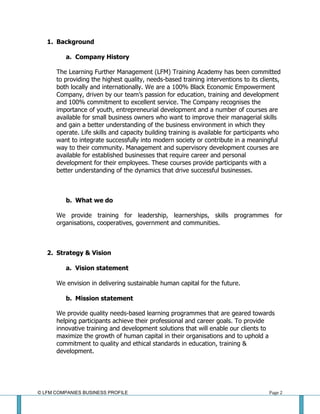 LFM Company Profile 2016_17 | PDF | Business Administration | Business
