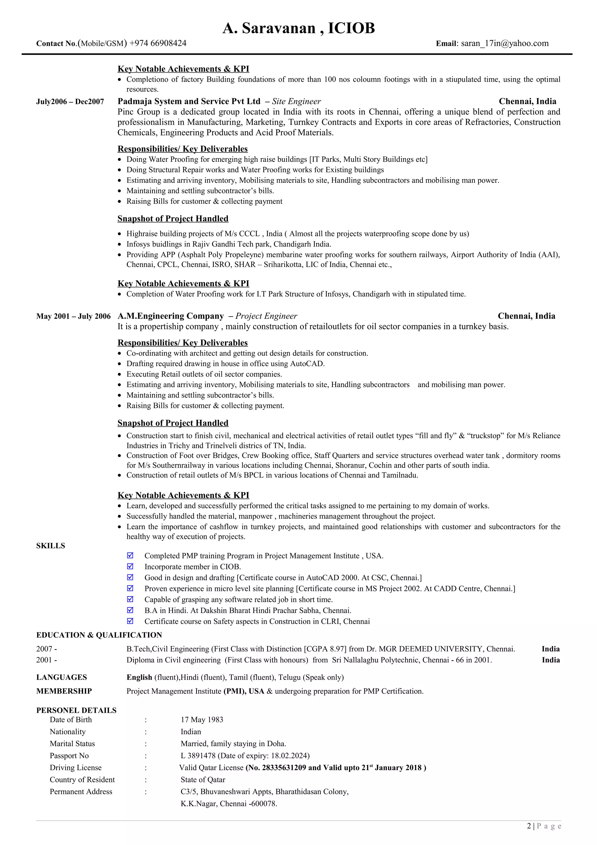 Saravanan - Profile (2015-16) | DOC