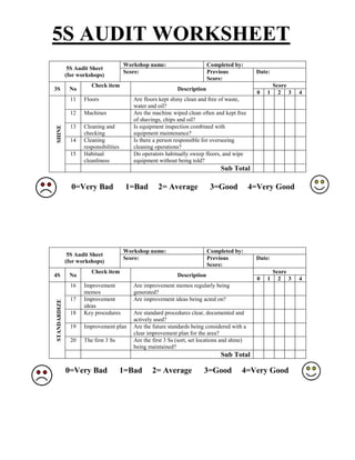 5S Auditing Sheet | PDF