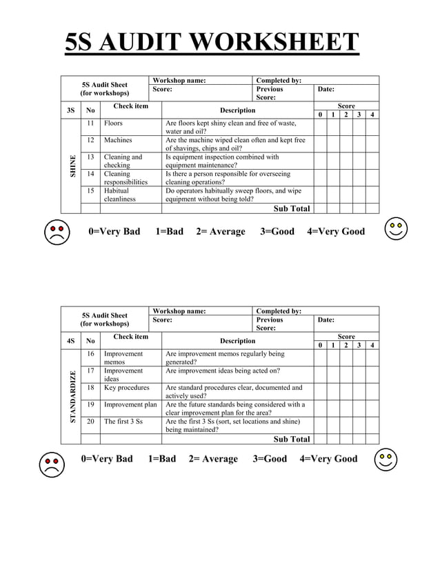 5S Auditing Sheet | PDF
