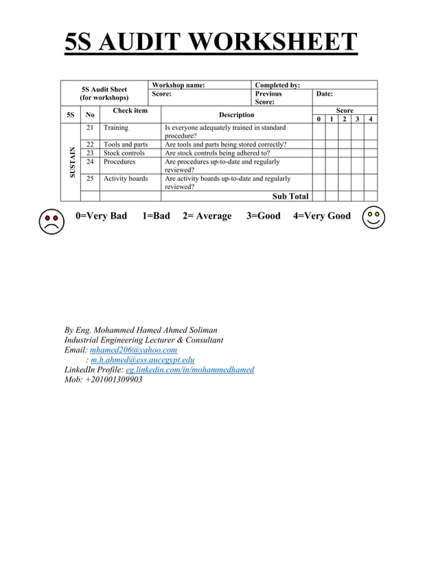 5S Auditing Sheet | PDF