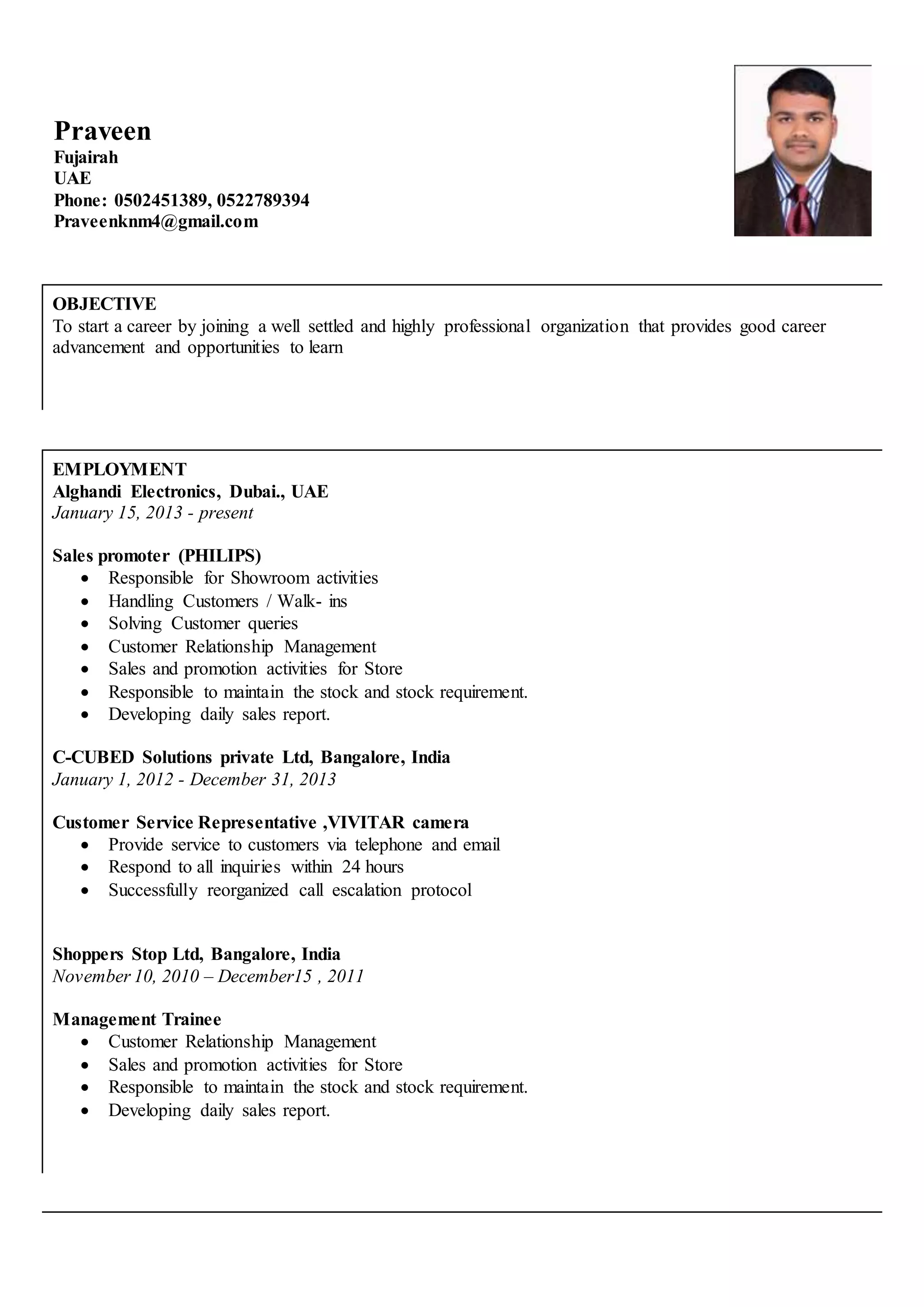 praveen resume | DOCX | Business | Business and Finance