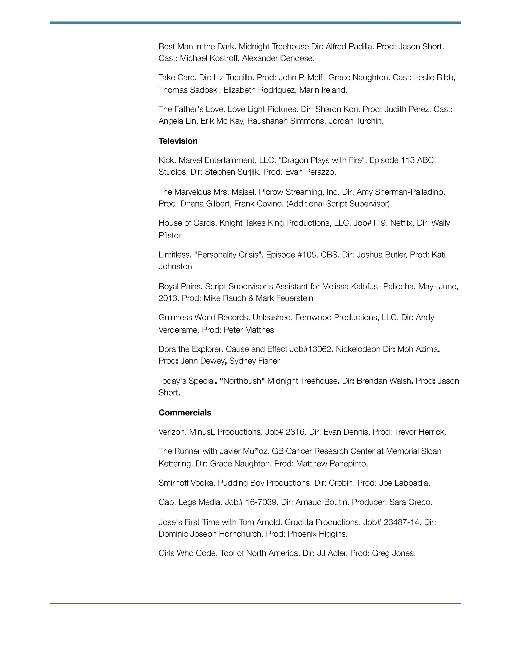 Script Supervising Resume | PDF