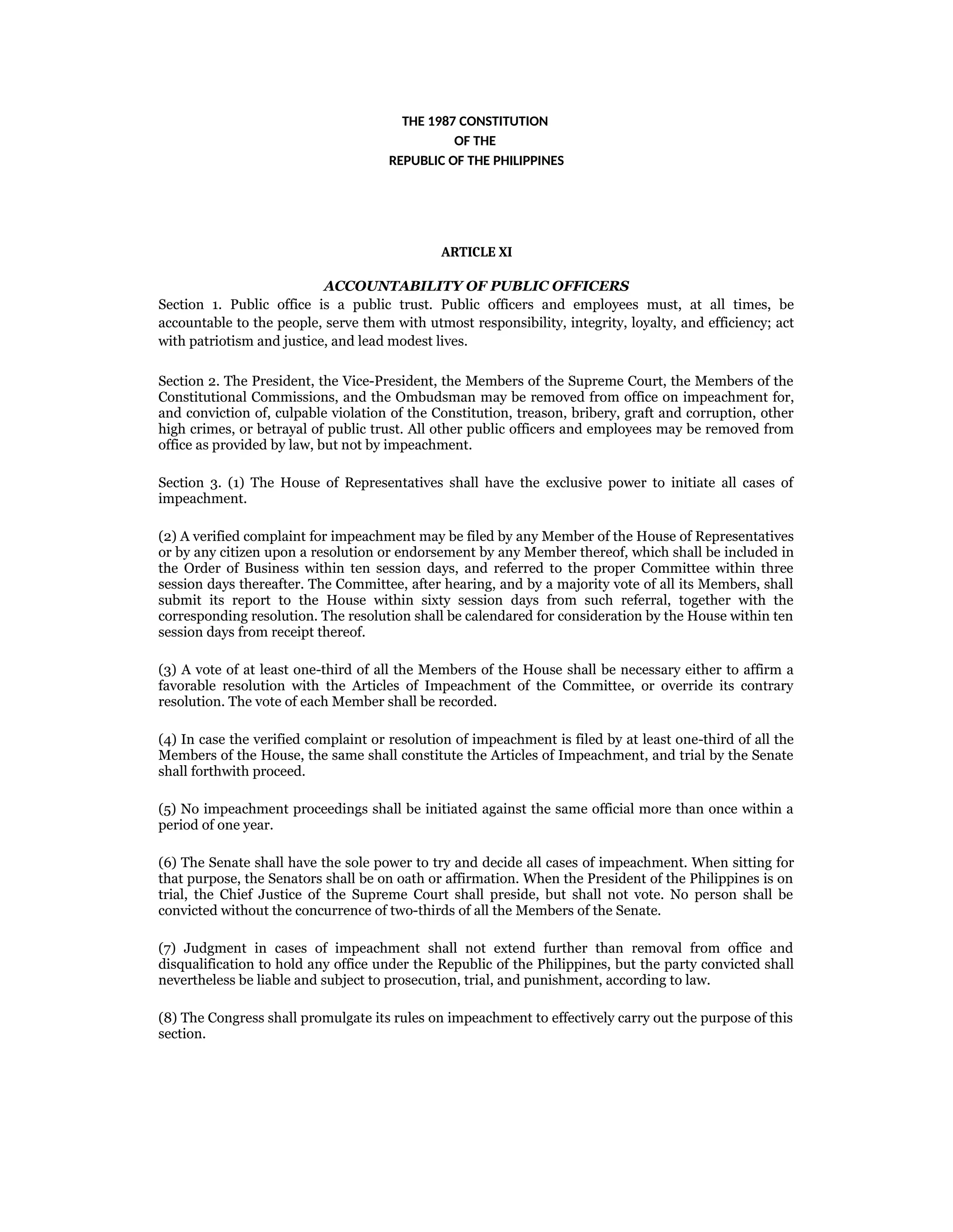 Primer on Impeachment in the Philippines | DOC