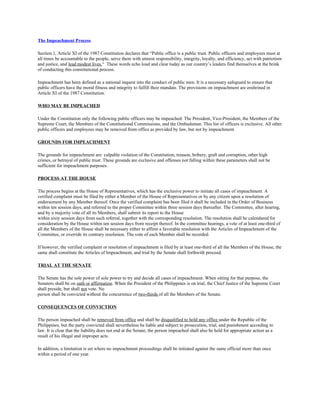 Primer on Impeachment in the Philippines | DOC