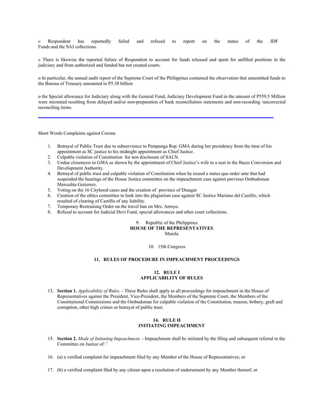 Primer on Impeachment in the Philippines | DOC