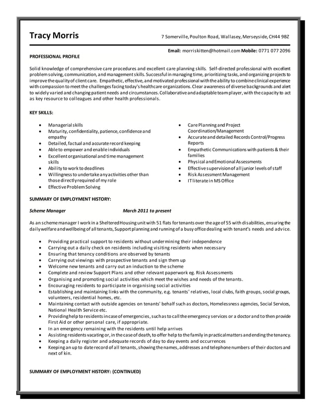 Tracy Morris cv (1) | DOCX | Resume Writing and Advice | Job Search