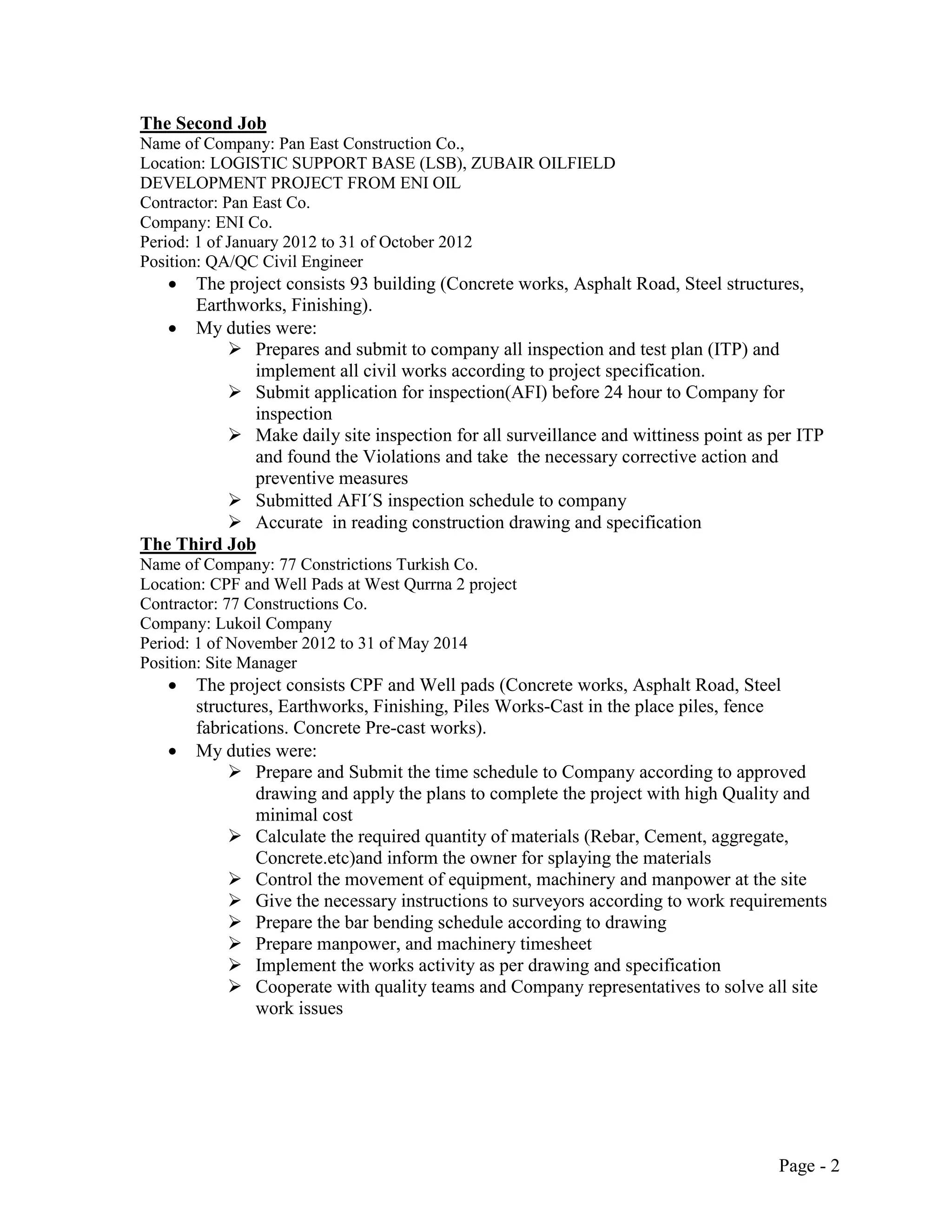 CV for Civil Engineer Zaid Abbas. | PDF