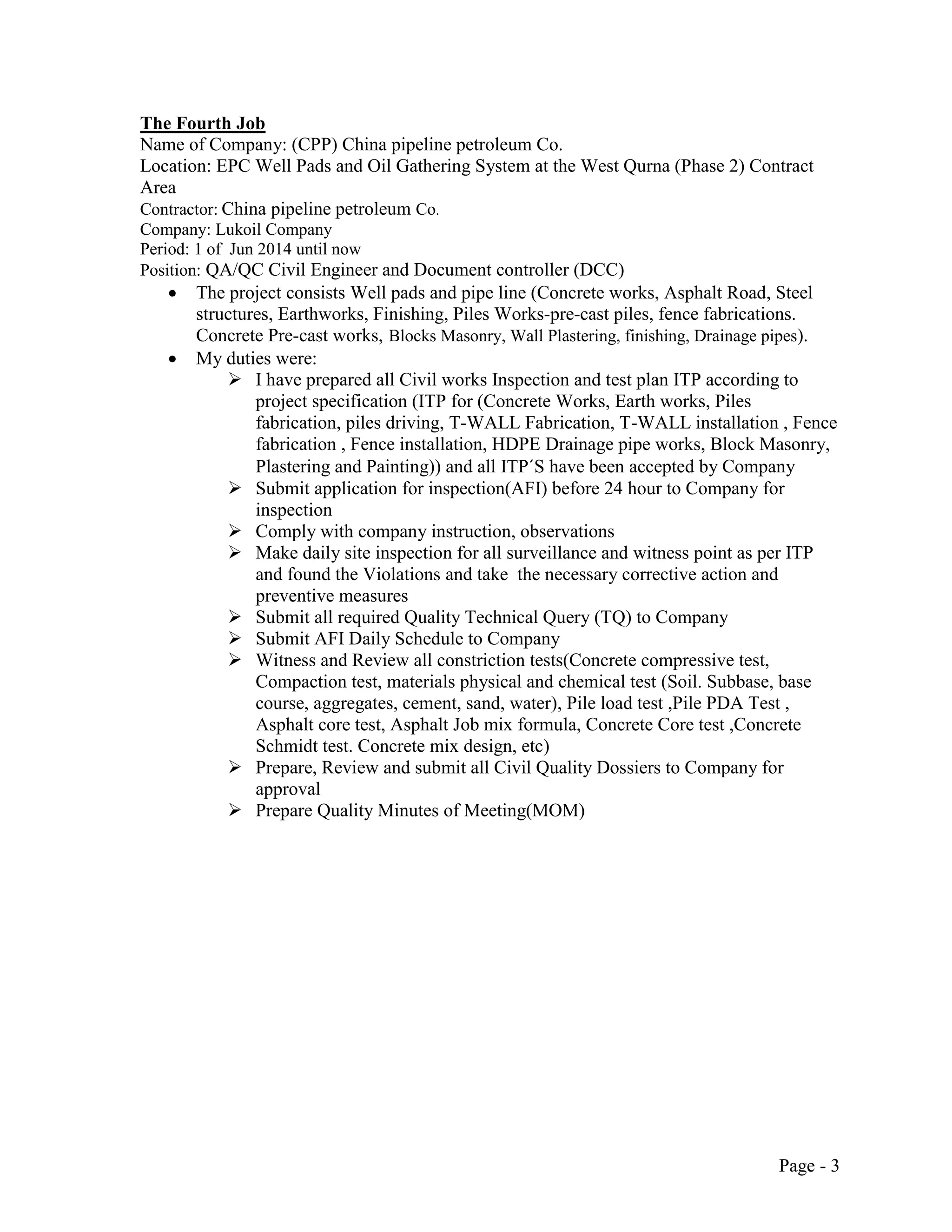 CV for Civil Engineer Zaid Abbas. | PDF