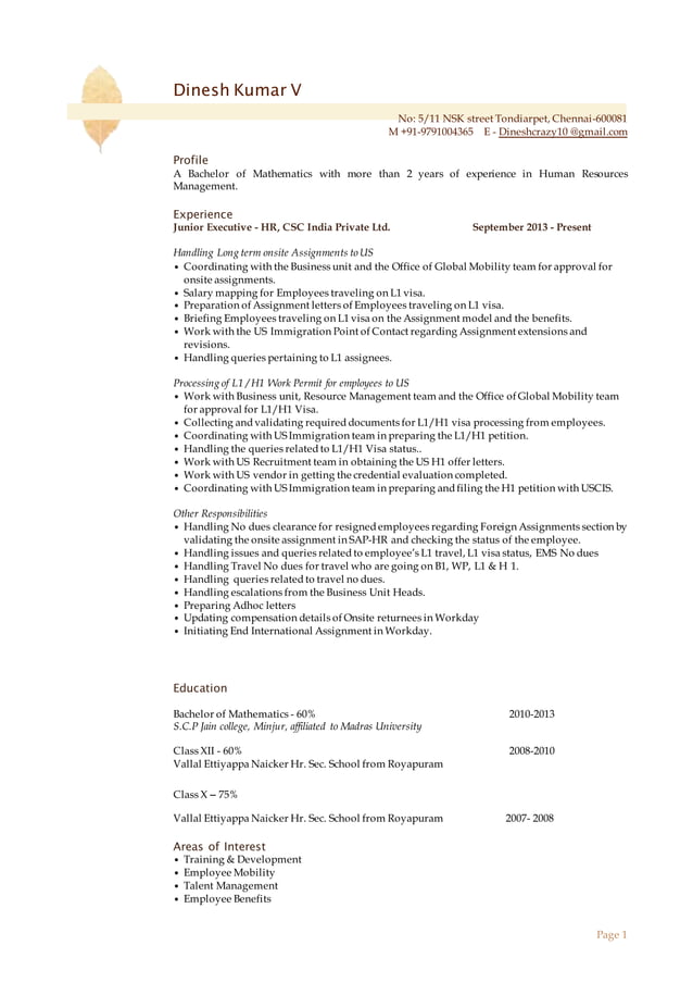 Dinesh Kumar V Resume | PDF