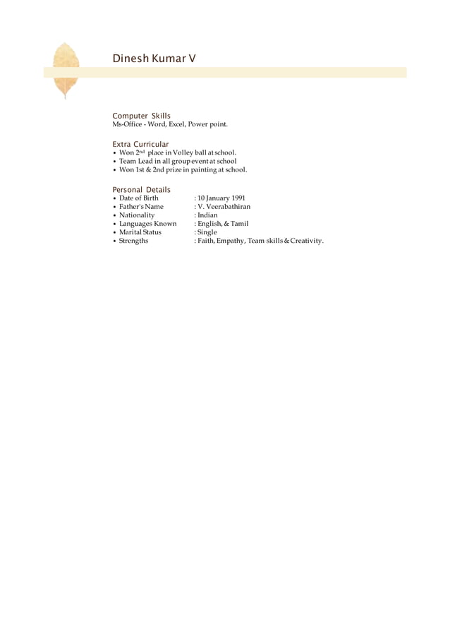 Dinesh Kumar V Resume | DOCX