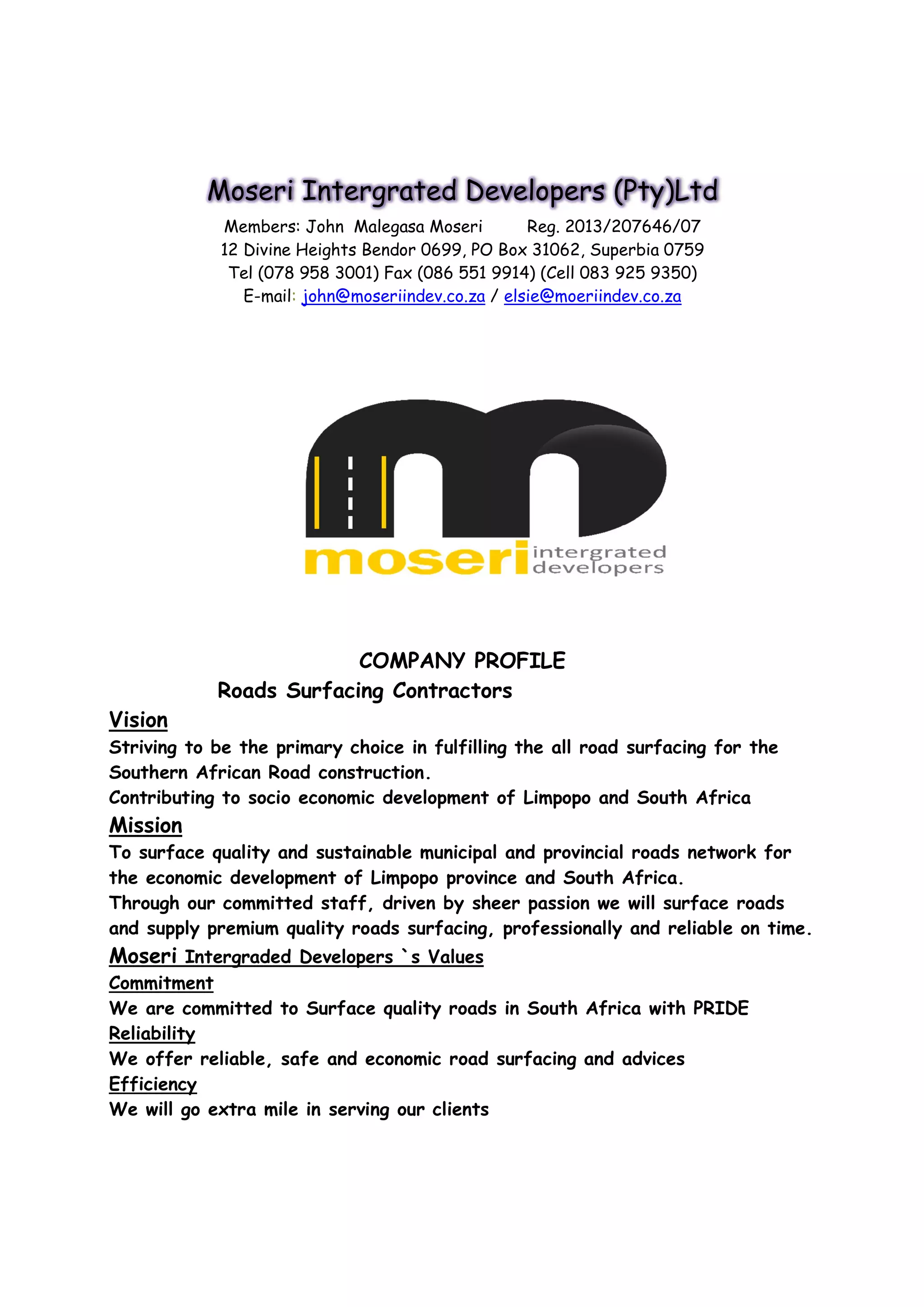 Moseri Intergrated Developers Profile 150216 | PDF