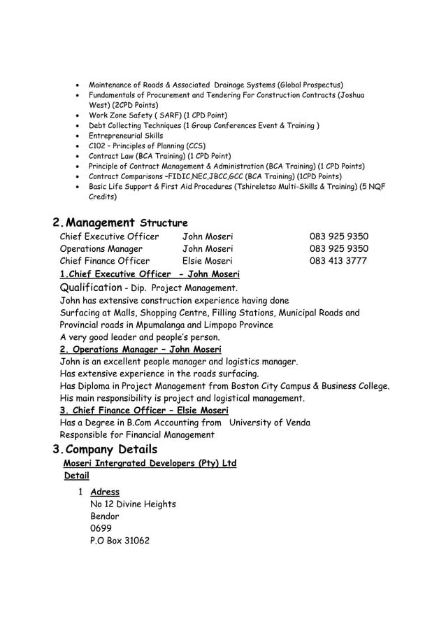 Moseri Intergrated Developers Profile 150216 | PDF