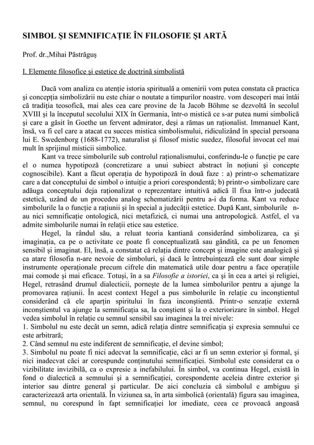 79787117 simbol-si-semnificatie-in-filosofie-si-arta suprarealist | PDF