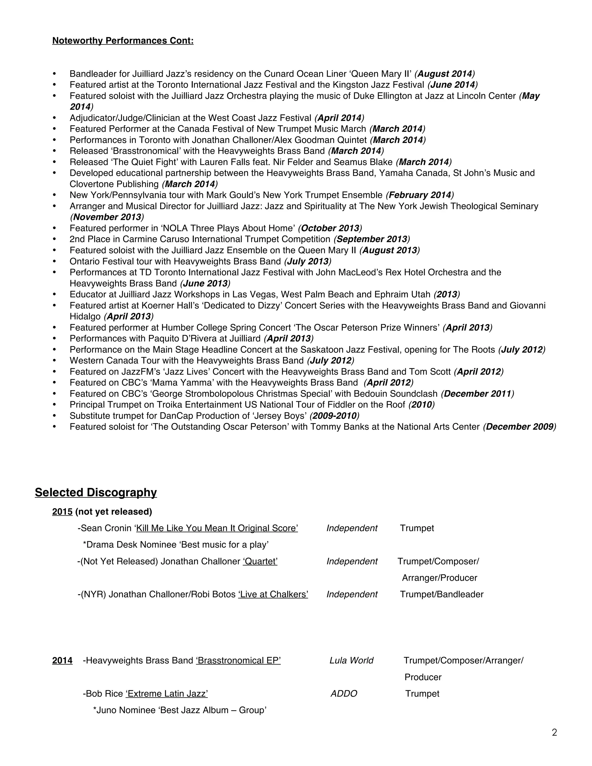 MUSIC CV Jon Challoner | PDF