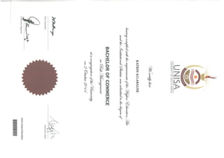 UNISA BCOM Certificate | PDF