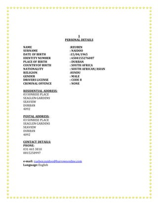 Reuben CV | DOCX | Manufacturing Industry | Industries