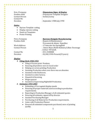 Reuben CV | DOCX | Manufacturing Industry | Industries